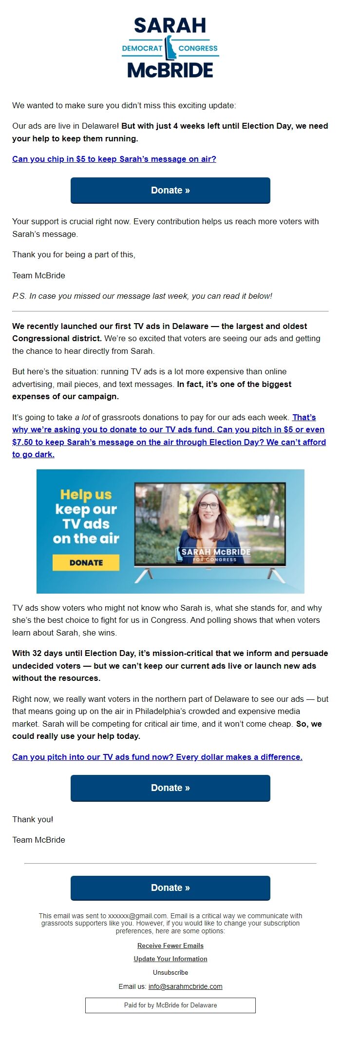 Subject: 📺 Sarah’s on TV - Archive of Political Emails